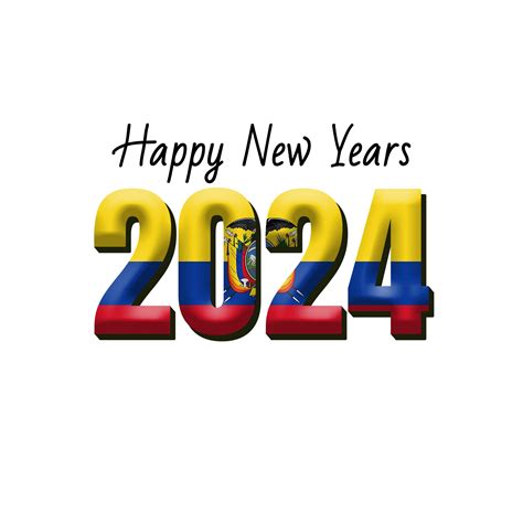 Happy New Year With Flag Ecuador PNG