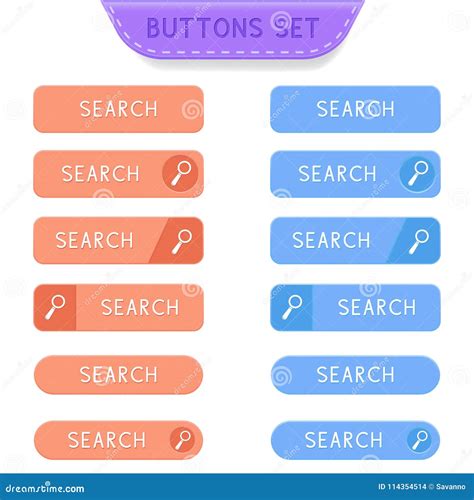 Search Buttons Set Collection Of Web Buttons Stock Vector