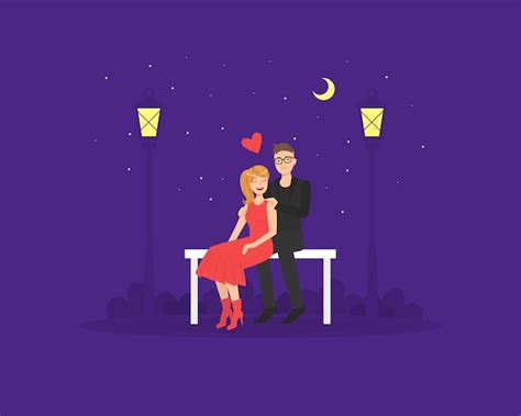 Premium Vector Happy Loving Couple In Love Having Romantic Date At
