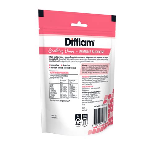Difflam Soothing Drops Immune Support Strawberry Difflam