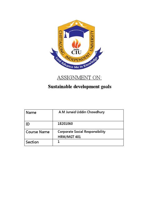 Assignment On Sdg Pdf Sustainability Environmental Social Science