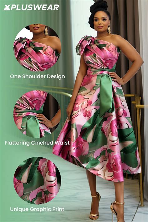 Xpluswear Design Plus Size Semi Formal Elegant Pink All Over Print