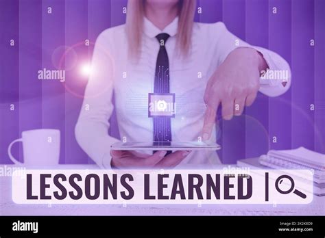 Inspiration Showing Sign Lessons Learned Word Written On Promote Share