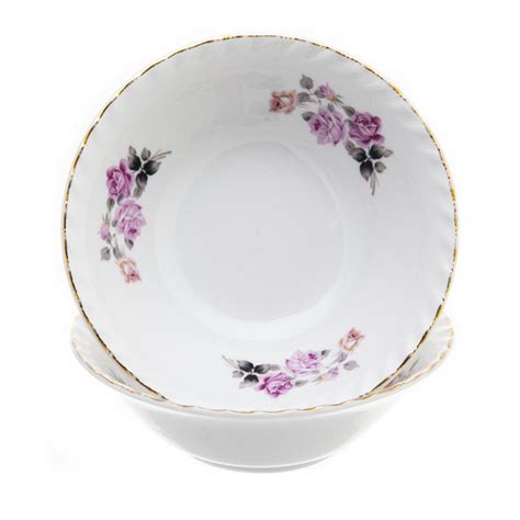 Набор из 2 салатных тарелок украшенных изображениями роз фарфор деколь золочение