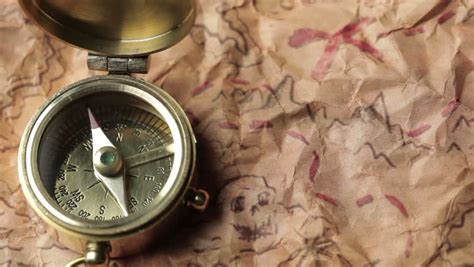 Treasure Map Compass Hunting Seeking Lost Stock Footage Video 100
