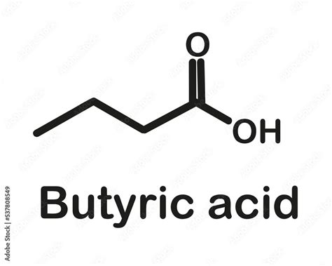 Chemical Structure Of Butyric Acid Vector Illustration Stock Vector