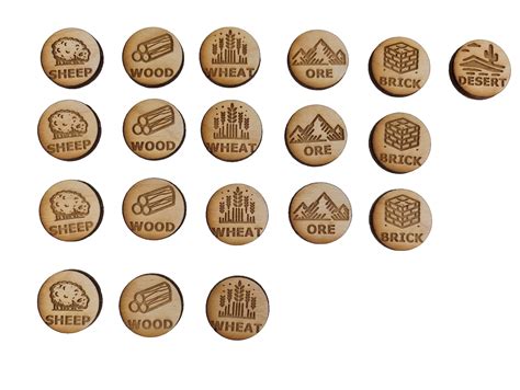 Laser Cut Wood Resource Tokens Settlers Of Catan Game Etsy