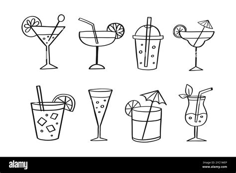 Cocktail Bar Cold Drink Vector Logo Sketch Emblem Stock Vector Image And Art Alamy