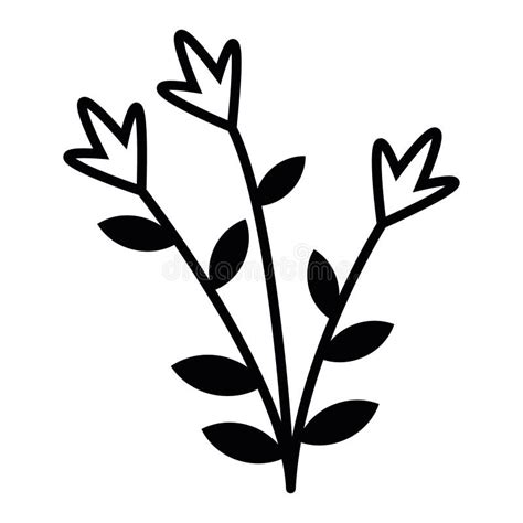 Hand Drawn Herbal Floral Clipart One Line Doodle Vector Stock Vector