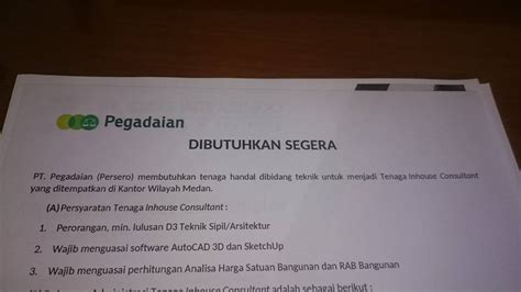 Lowongan Kerja PT Pegadaian Persero Medan Lowongan Kerja Medan SMA D S Tahun
