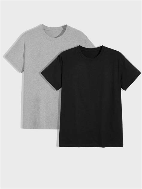 Men 2pcs Round Neck Tee Multicolor Basics