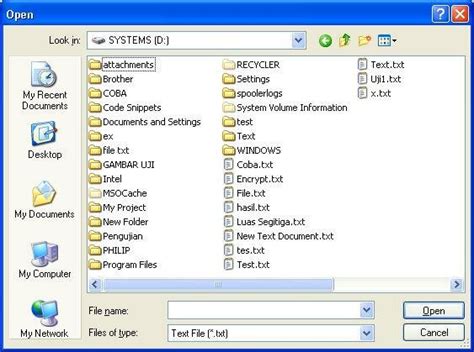 Display Of The Open Dialog Box For Secret Message Files Download