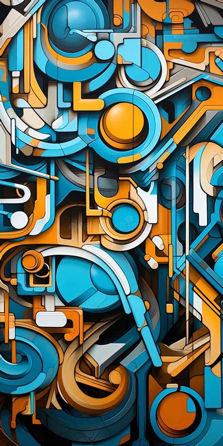 Graffiti On The Wall Depicting Abstract Forms And Geometric Patterns