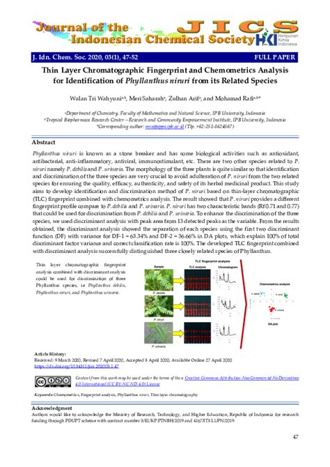 Pdf Thin Layer Chromatographic Fingerprint And Chemometrics Analysis For Identification Of