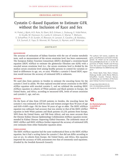 Pdf Cystatin Cbased Equation To Estimate Gfr Without The Inclusion