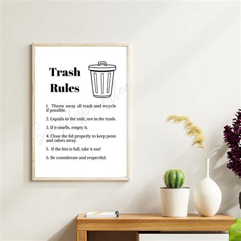 Employee Break Room Trash Rules Sign Workplace Cleanliness Poster