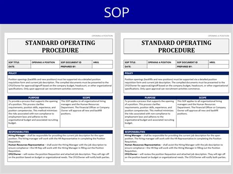 Plantilla Sop Procedimiento Operativo Estándar Recursos Humanos