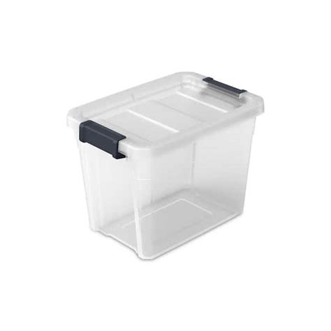 Sterilite 30 Qt Stacker Box Frosted Lid 14738606 The Home Depot