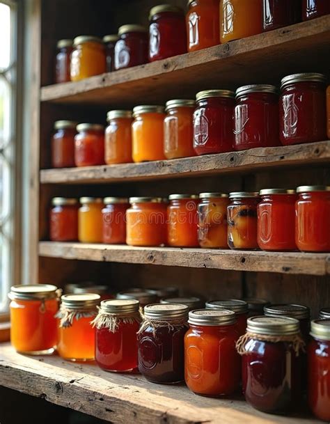 Collection Homemade Jams Preserves Various Fruit Flavors In Glass Jars