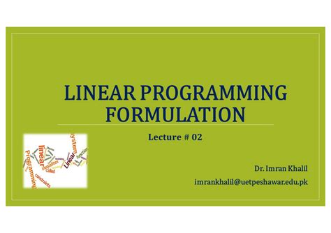 Solution Operations Research Lecture 214 Linear Programming