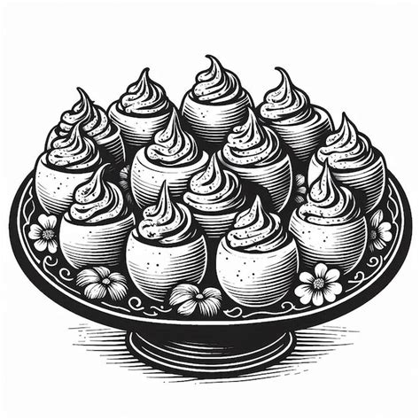 Premium Vector Deviled Egg Platter Silhouette Line Art Vector Illustration On White Background