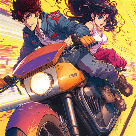 Ryo Saeba On Her Motorcycle With A Ladie By Ekortal On Deviantart