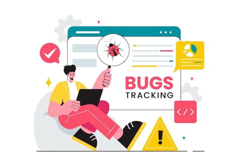 Premium Vector Vector Illustration Of A Bug Tracking Tool With Mobile