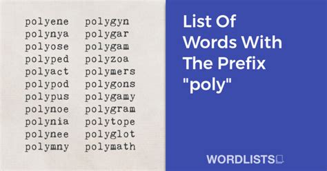 List Of Words With The Prefix Poly