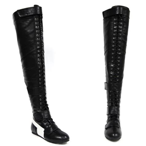 Cape Robbin Thigh High Boots Black Helena Shoes Lace Gem