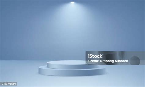 빈 회색 스튜디오 방 배경 연단과 함께 회색과 파란색 배경 벡터 3d 벡터 일러스트 레이 션 0명에 대한 스톡 벡터 아트 및 기타 이미지 Istock