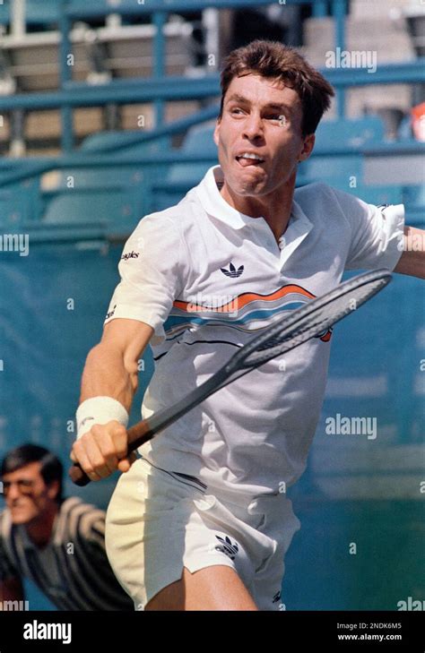 Us Open Top Mens Seed Ivan Lendl Uses His Tongue And The Racquet As