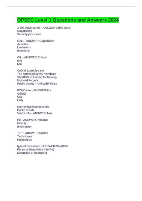 Opsec Level 1 Questions And Answers 2024 Operations Security Opsec