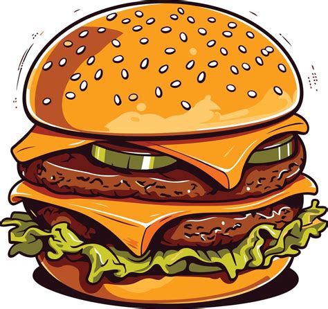 Double Cheeseburger Illustration 49444080 Vector Art At Vecteezy