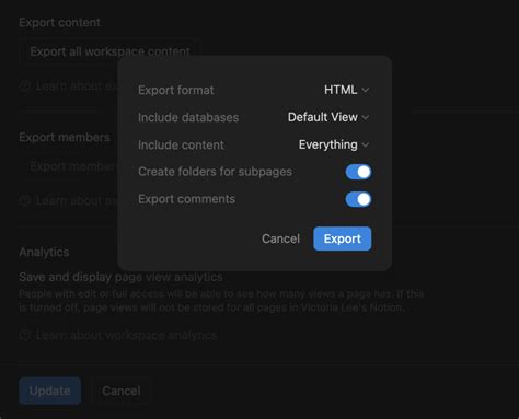 Как экспортировать данные из Notion