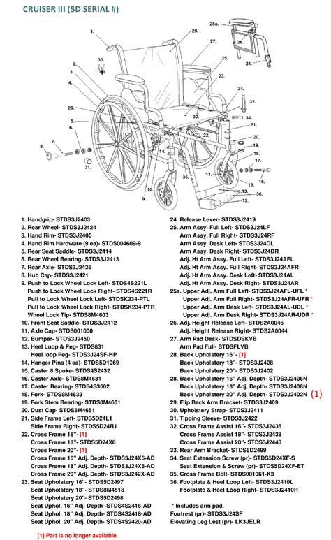 Parts For Drive Cruiser Iii Wheelchair 5d Serial