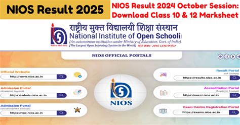 Nios Result 2024 October Session Result Declared Download Class 10