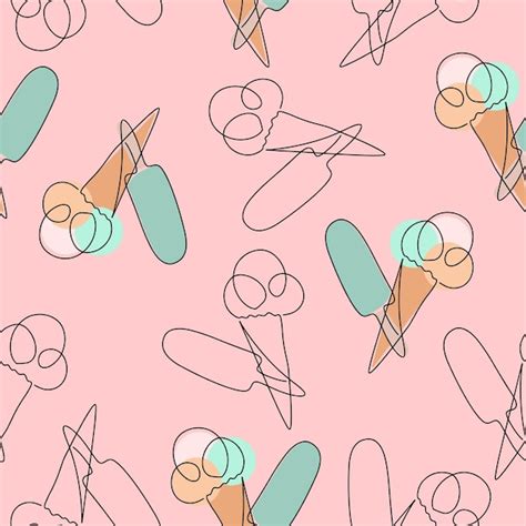 Premium Vector Seamless Ice Cream Pattern Ice Cream Line Illustration