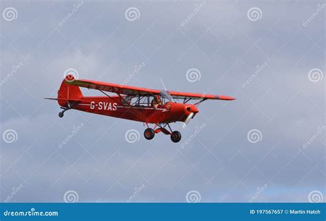 Vintage 1961 Piper Super Cub In Flight Close Up Editorial Image
