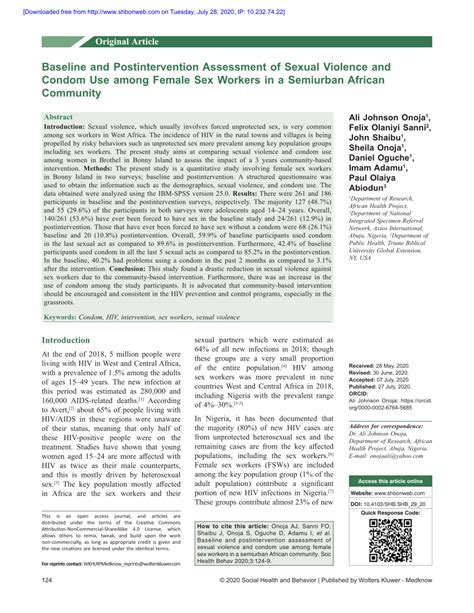 Pdf Baseline And Postintervention Assessment Of Sexual Violence And