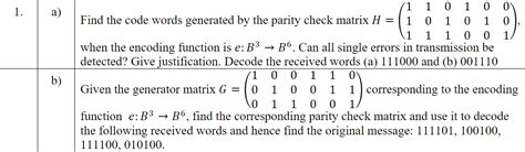 Solved 1 A B 1 1 0 1 0 0 Find The Code Words Generated By