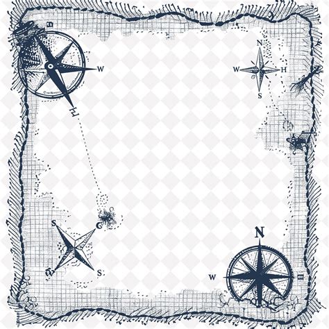 Premium Psd Pirate Treasure Map Frame With Burlap String And Compass
