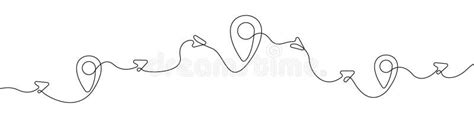Label On Map Icon Line Continuous Drawing Vector One Line Location