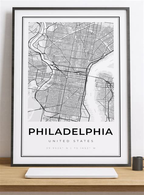 Philadelphia City Map Philadelphia Map Print Pennsylvania Map