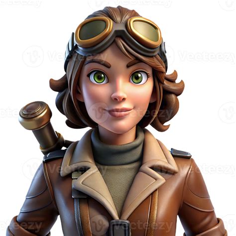 Wonderful Classic A Female Steampunk Pilot Wearing A Leather Aviator Jacket And Goggles