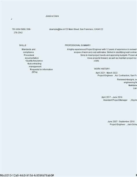 6 Great Project Engineer Resume Examples Livecareer