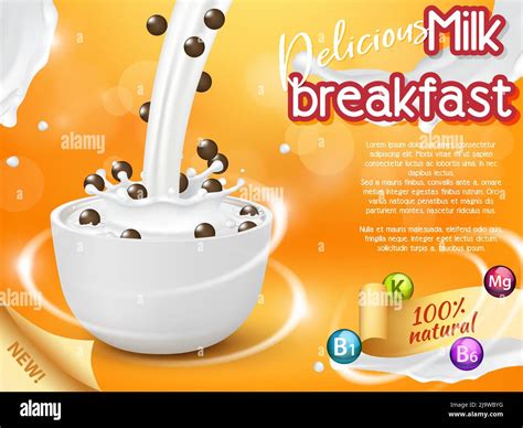 Cereal Breakfast Advertising Vector Realistic Illustration Stock Vector