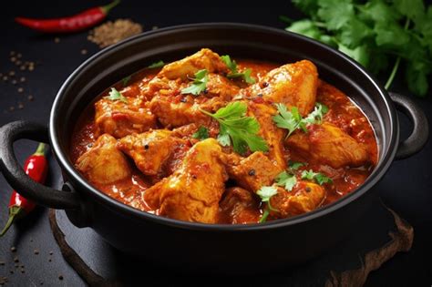 Premium Ai Image Top View Of A Chicken Curry Dish With Spicy Masala