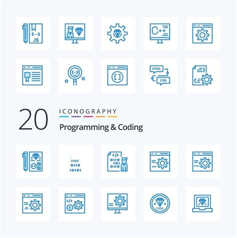 20 Programming And Coding Blue Color Icon Pack Like Develop Browser