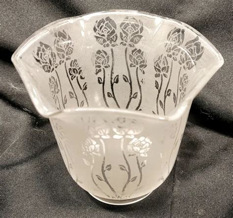 Antique Acid Etched Glass Lamp Shade Victorian Gasolier Art Nouveau