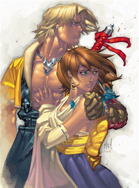 Tidus Yuna Final Fantasy Final Fantasy X 00s Blonde Hair Brown